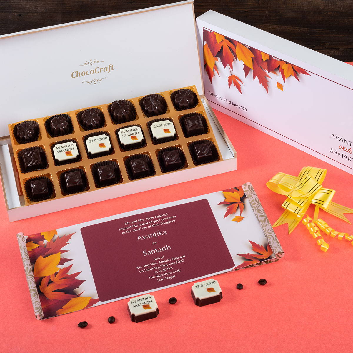 Wedding Invitations - 18 Chocolate Box - Middle Four Printed Chocolates ...