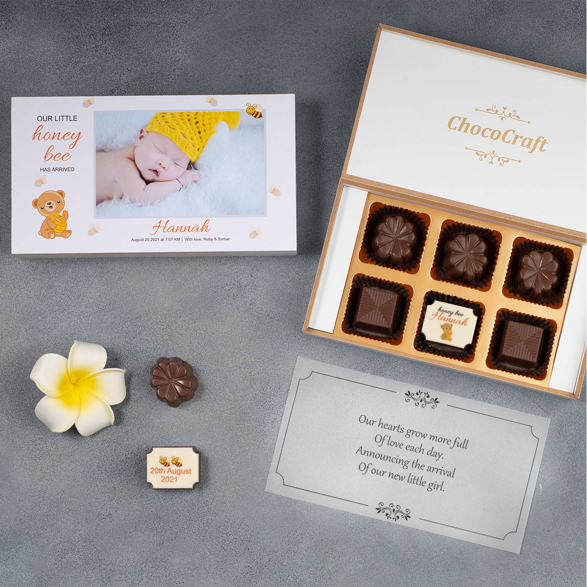 Birth Announcement Gifts - 6 Chocolate Box - Single Printed Chocolates ...