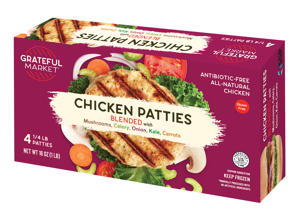 Grateful Chicken Pattie - Allergen Free Blended Chicken Pattie with ...