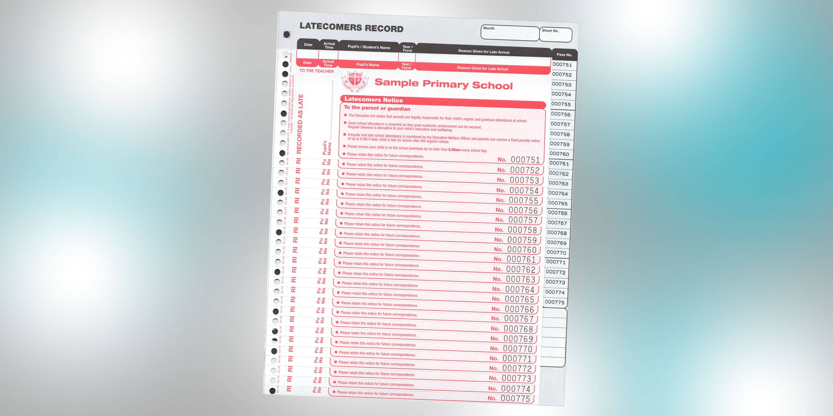 Customised Latecomers Registration Primary School Available from SG World