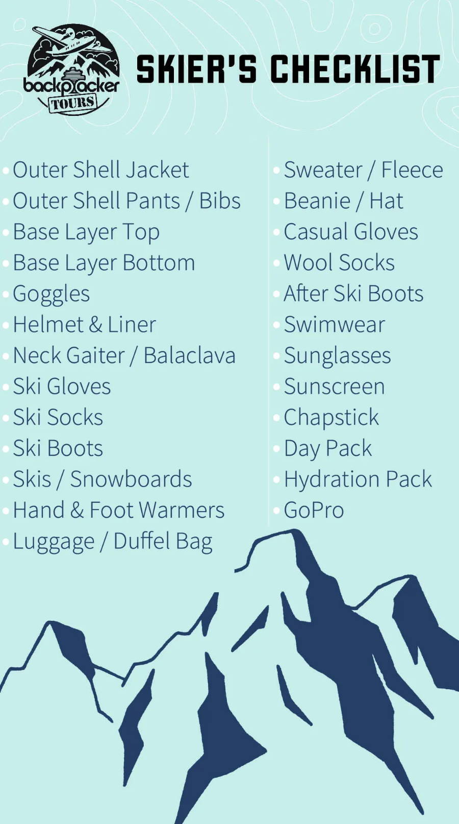 Skier S Checklist The Backpacker