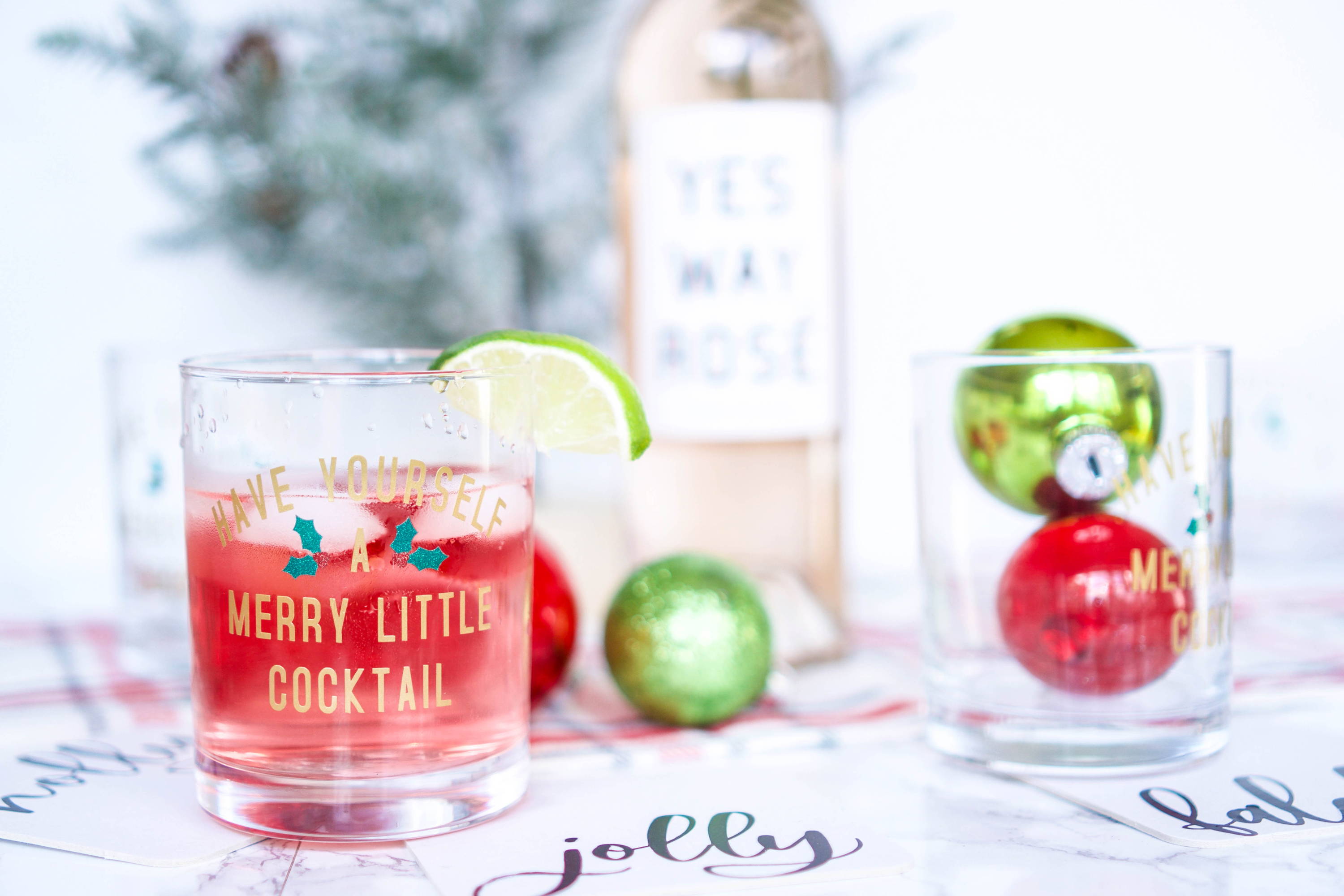 DIY Christmas Cocktail Glasses and Paper Coasters Tutorial Using ...