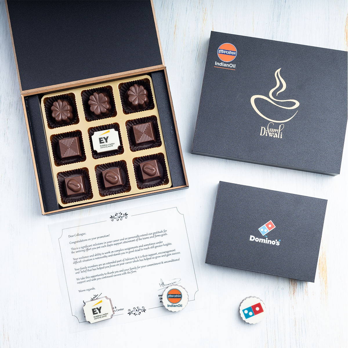 Corporate Gifts - 9 Chocolate Box - Single Printed Chocolates (Sample ...