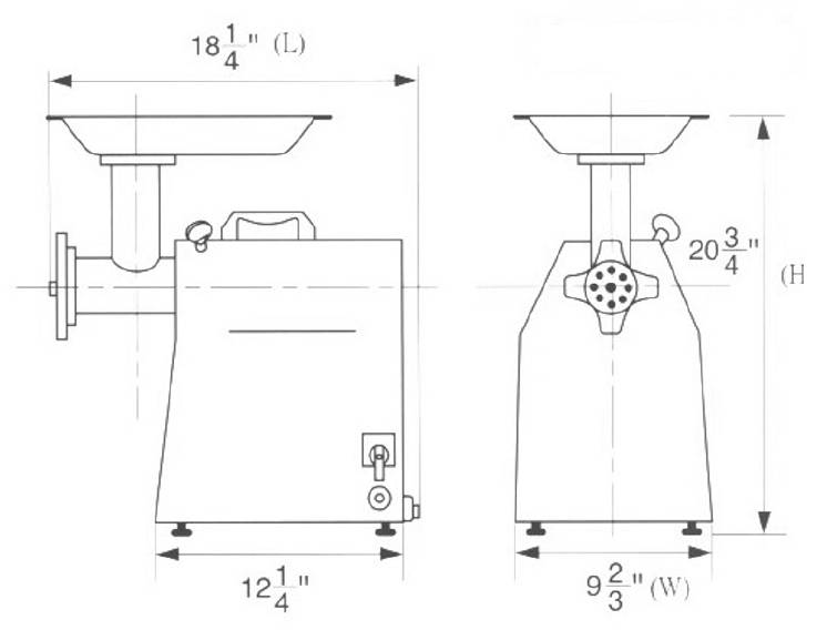 Meat Grinder Commercial #22 1.5 HP Stainless Steel Heavy Duty American ...