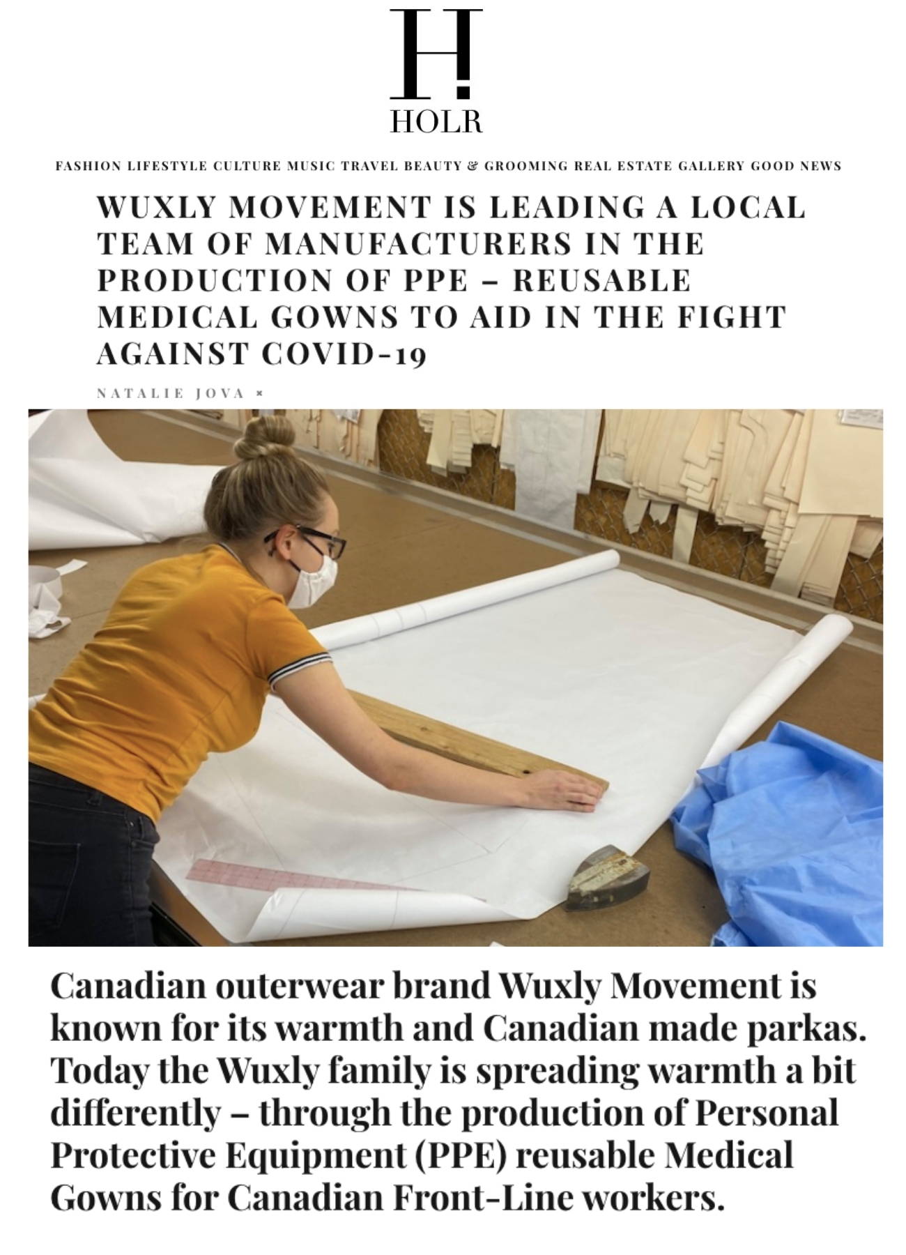 Press | Sustainable Canadian Outerwear | Wuxly Movement