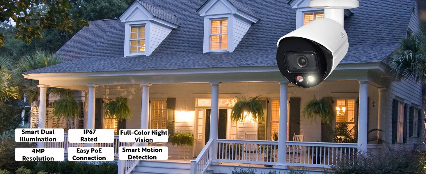 4MP 2K Bullet Smart Dual Illumination, Human/Vehicle, Full Color Netwo