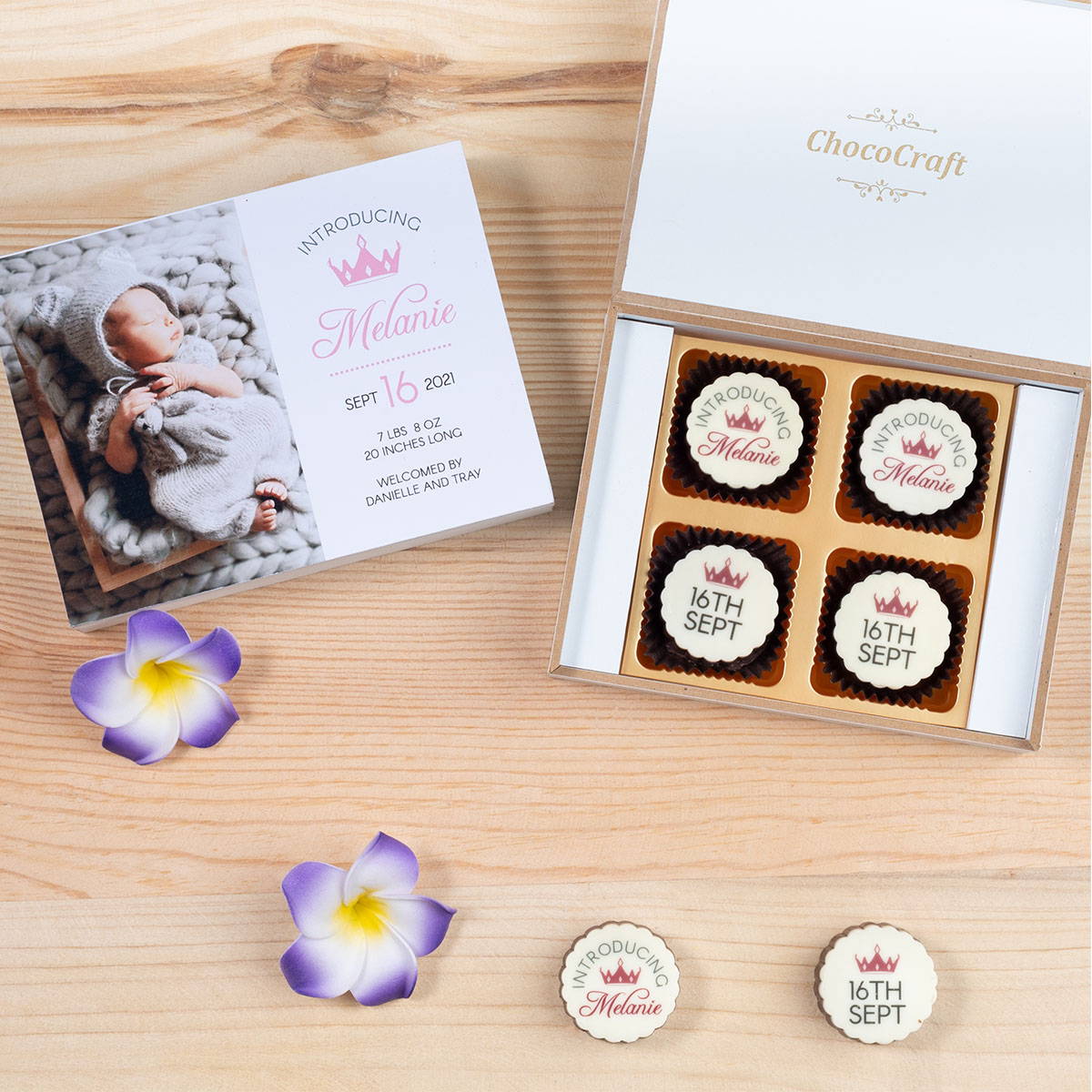 Birth Announcement Gifts - 4 Chocolate Box - All Printed Chocolates (M ...