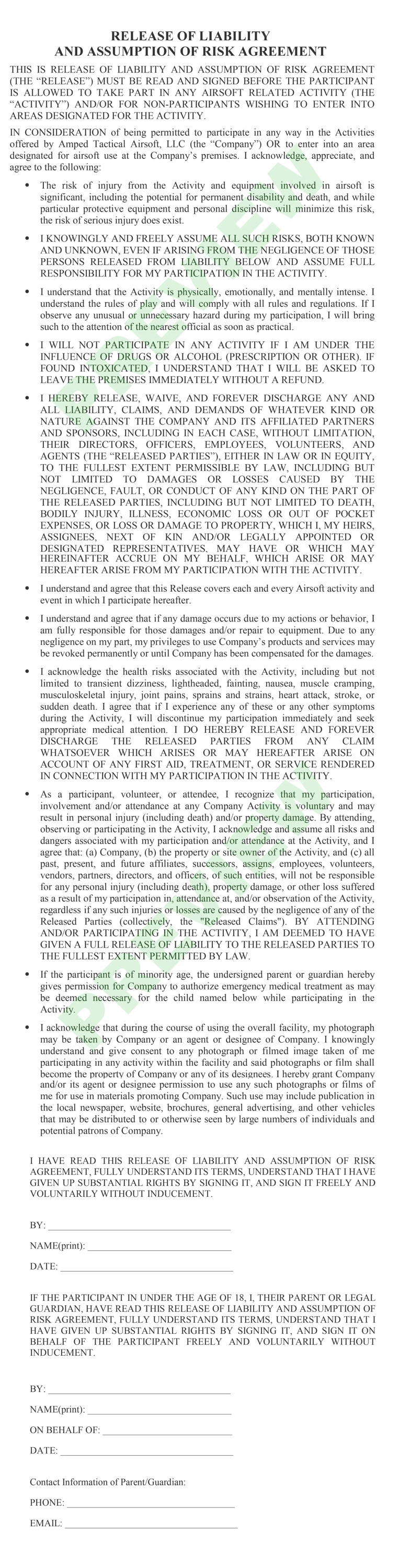 Waiver | Amped Airsoft Arena