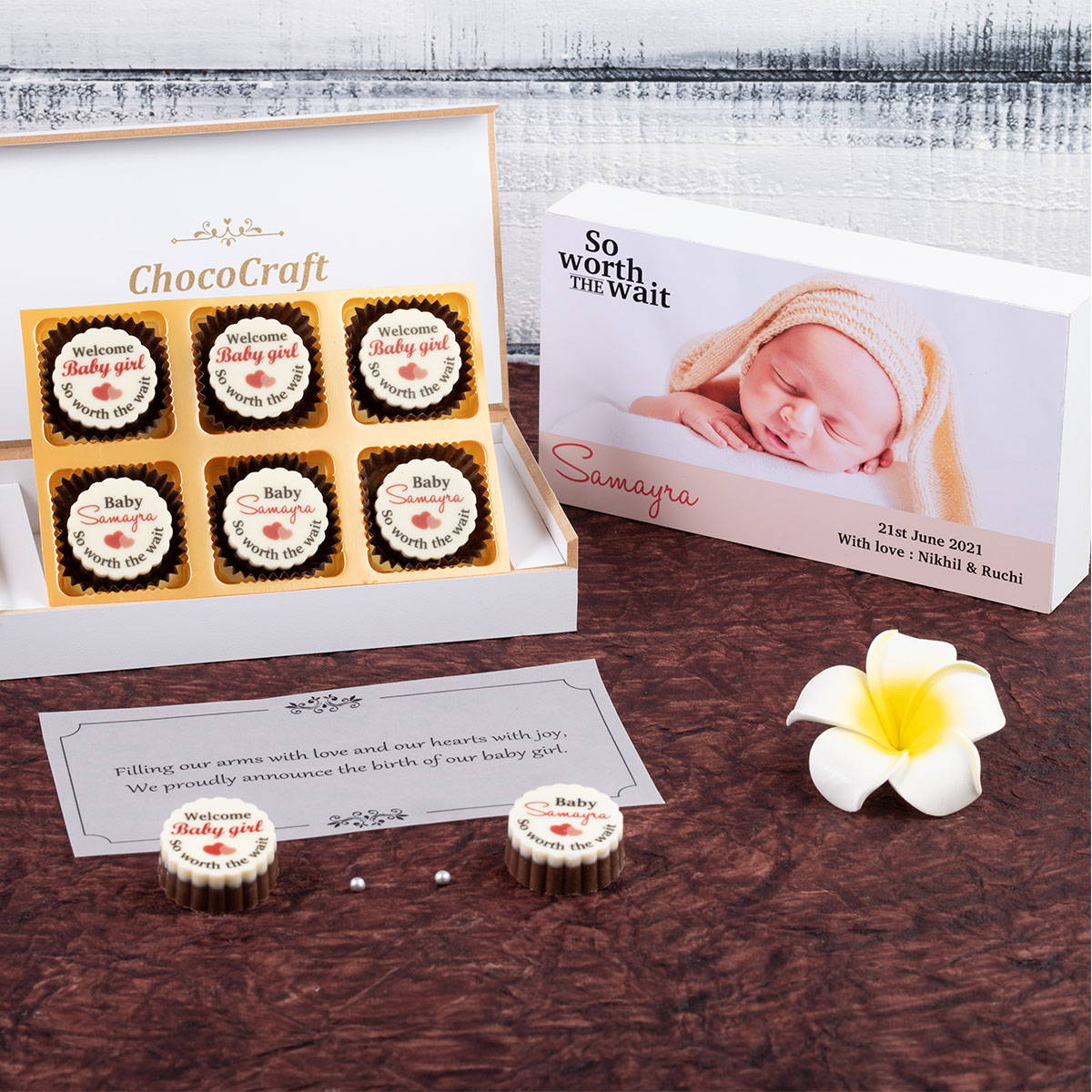Birth Announcement Gifts - 6 Chocolate Box - All Printed Chocolates (M ...