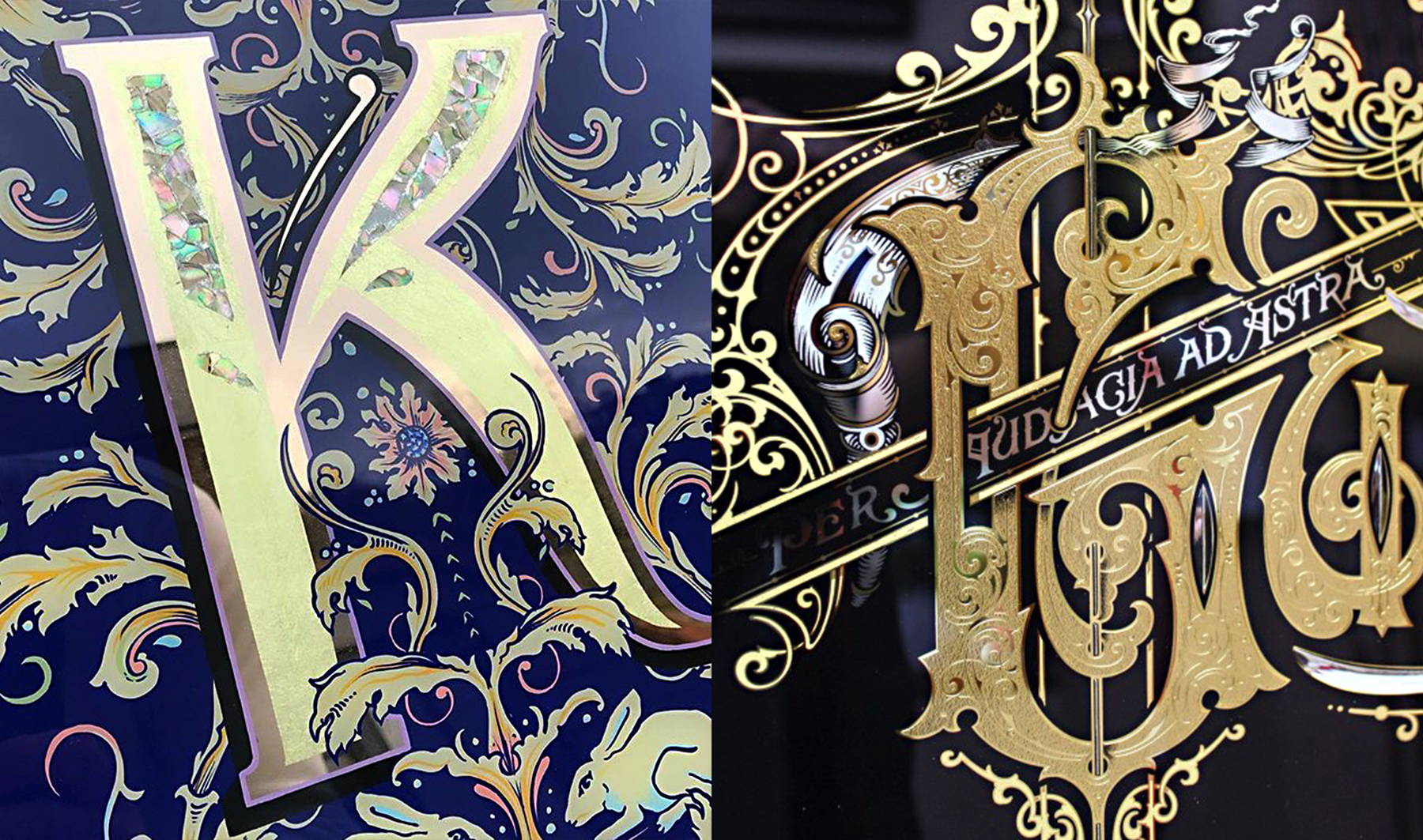 SHOWCASE OF GOLD LEAF LETTERING ON GLASS Heritage Type Co 